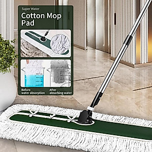 Commercial Mop Head Replacement,Blue Cotton Looped End String, Wet Industrial Cleaning Vintage Mop Head Replacements Refill, Machine Washable - Ideal Refill for Commercial Grade Mops