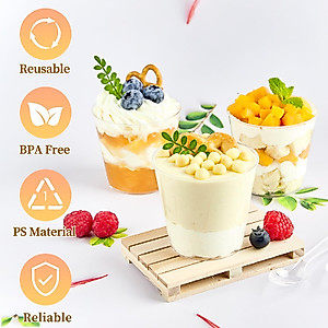 TOFLEN 50 Pack 5 oz Mini Dessert Cups with Spoons, Round Cake Cups Party Serving Cups for Parfait, Appetizers, Cocktails, Dessert Shooters & Dessert Shot Glasses