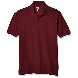 Dickies Men's Short Sleeve Pique Polo, Burgundy, Large