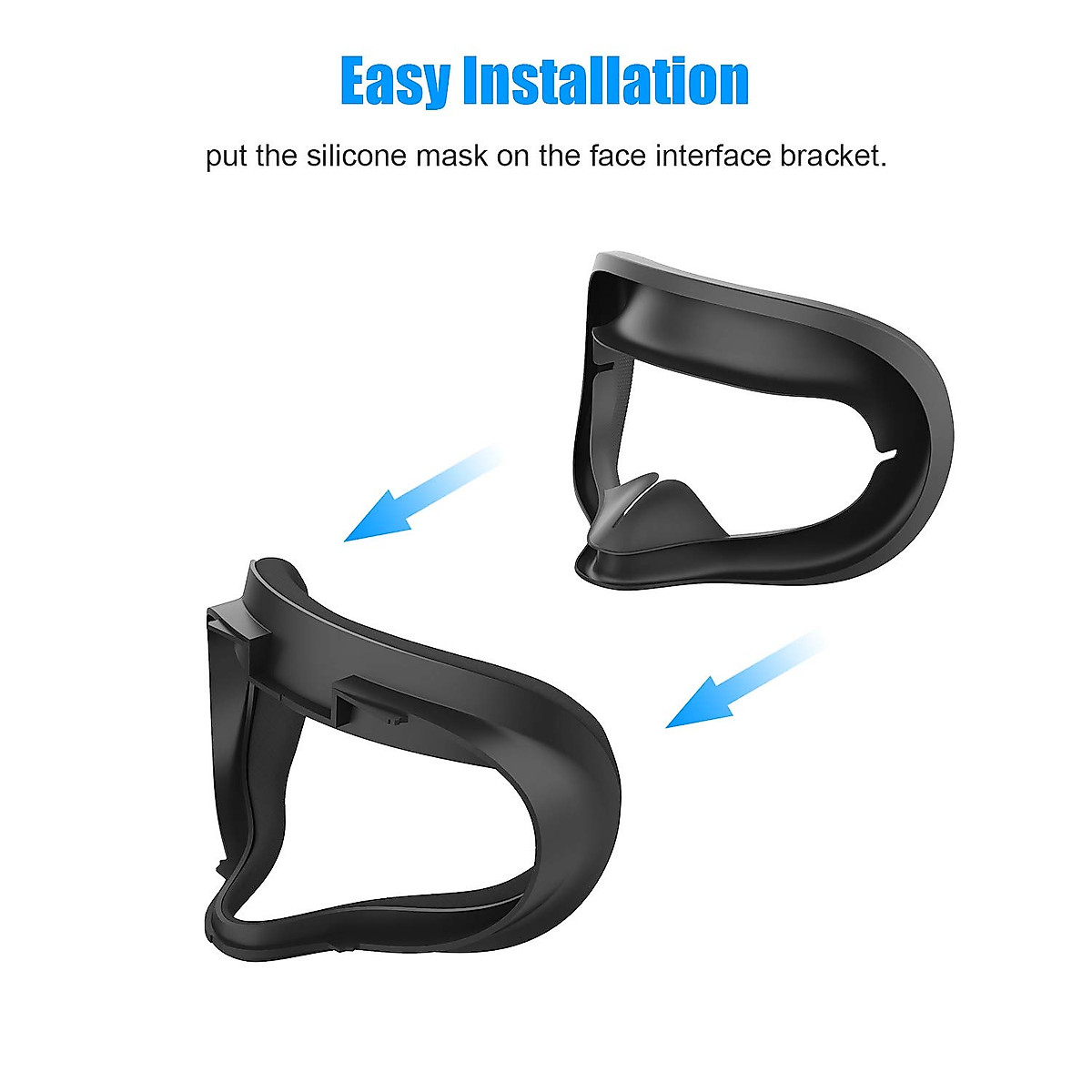 AMVR Face Cushion Pad Replacement for Oculus Quest 2, Silicone Face Cover for Quest 2 Headset, Sweatproof Washable Lightproof Anti-Leakage VR Face Plate Mask Accessories (Black, Only Cover)