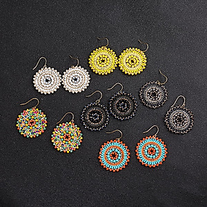 Black Earrings For Women Summer Beaded Crystals Glass Bead Dangle Drop Bohemia Beach Statement Earrings