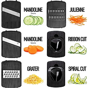 Fullstar 6-in-1 Mandoline Slicer For Kitchen, Cheese Grater, Vegetable Spiralizer and Veggie Slicer for Cooking & Meal Prep (Kitchen Gadgets Organizer & Safety Glove Included)