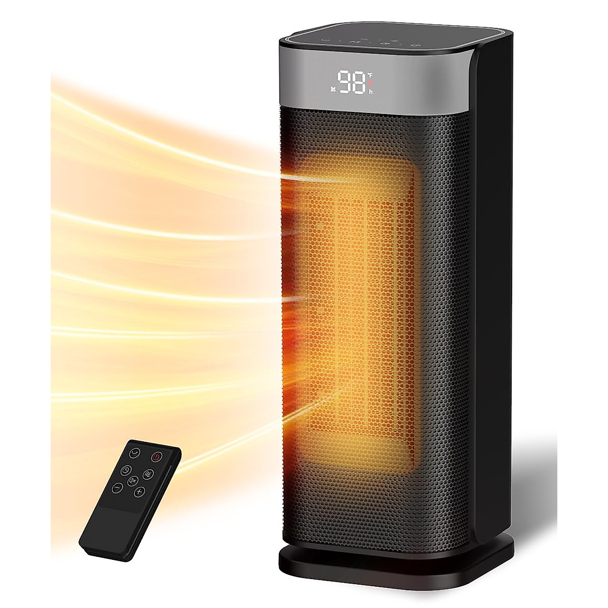 Sunnote Space Heater for Indoor Use, 1500W Electric & Portable Ceramic Heaters with 80°Oscillating, Thermostat, 5 Modes, 24Hrs Timer, Room Heater with Remote, Fast Heating Safe for Office Bedroom Use
