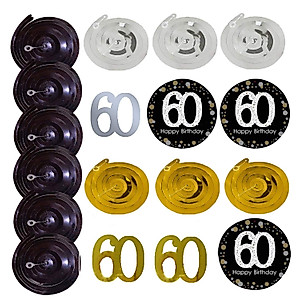 60th Birthday Party Decorations KIT - Cheers to 60 Years Banner, Sparkling Celebration 60 Hanging Swirls, Poms, Perfect 60 Years Old Party Supplies 60th Birthday Decorations