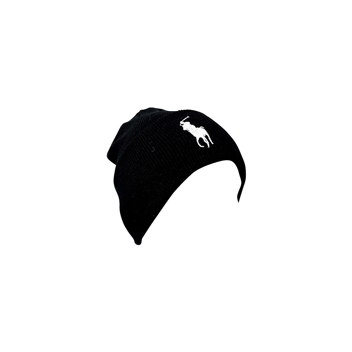 Polo Ralph Lauren Men's Big Pony Beanie Cap (One Size, Black/White Pony)