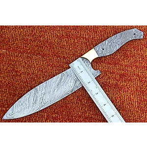 Forged Damascus Steel Chef Knife Blank Blade for Knife Making Diy Professional Kitchen Knives Blanks 12.50" vk5053
