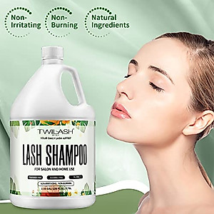 Lash Shampoo Bulk, Eyelash Cleanser for Extensions 1 Gallon / 3.8L - Includes 50 Aftercare Kits, 5 Foam Pump Bottles, Dispenser Pump - Eyelid Foaming Cleanser for Professional Salon and Home Use