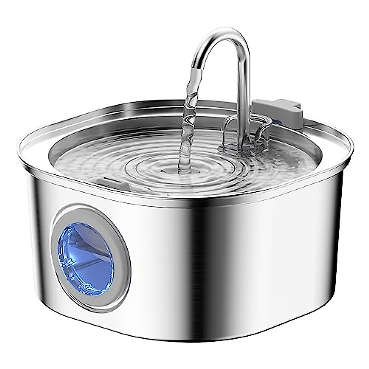 PEKTACO Cat Water Fountain, Pet Water Fountain for Cats/Dogs Inside, Stainless Steel Cat Drinking Fountains with Water Level Window(3.2L/108oz)