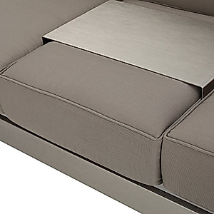 Christopher Knight Home Cape Coral Outdoor Set of Club Chairs with 3 Seater Loveseat and Firepit, 4-Pcs Set, Khaki / Dark Grey