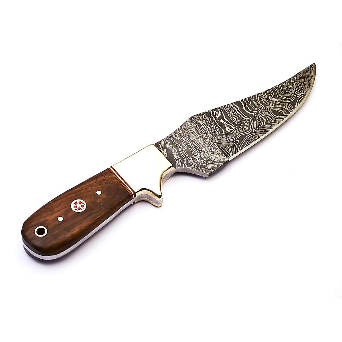 Rare Custom Damascus Full Tang Bushcraft Skinning Knife Hunting Knife | Best Quality Outdoor Knife Camping Knife | Cow Horn Handle with Free Genuine Leather Sheath (S-74)