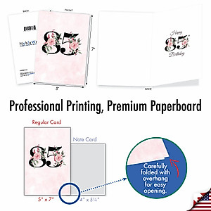 NobleWorks - 85th Milestone Birthday Greeting Card with 5 x 7 Inch Envelope (1 Card) Floral Age 85 C8263MBG