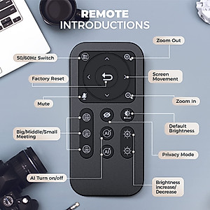 VITADE 4K Webcam with AI-Powered Framing,Remote Control Web Camera/10X Digital Zoom 4k 30fps Web cam with USB 3.0 HDR/Dual Noise Cancelling Microphones for PC Mac, Streaming, Video Call, Zoom, Skype
