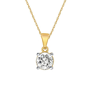Lab Created Solitaire Diamond Necklaces for Women | 3/4 CT. TW. Real 14 KT Yellow Gold Diamond Necklace Pendants | Certified GH VS/SI Women's Diamond Jewelry