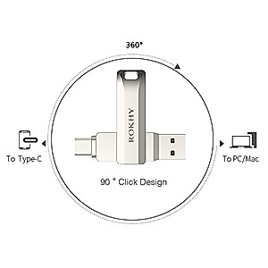 Flash Drive USB Type C Both 3.2 Tech - 2 in 1 Dual Drive Memory Stick High Speed OTG for Android Smartphone Computer, MacBook, Chromebook Pixel - 32GB