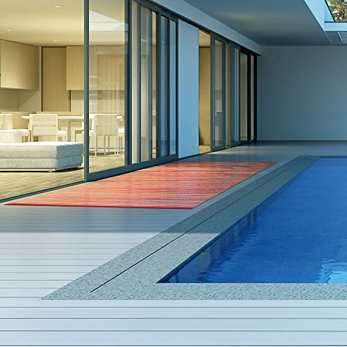 Lush Ambience Iris Outdoor Rug for Patios, Backyards, Decks, Porches, Picnic, Rv, Camping | Premium Plastic Straw Rug - Waterproof, Reversible, Fade Resistant (4'X6'-Red) Roll