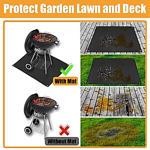 Amerbro 36 x 30 inch Under Grill Mats for Outdoor - Fireproof Deck and Grass Protector Water Resistant & Oil Proof- Easy to Clean Fire Pit Mat, Fireplace Mat Black