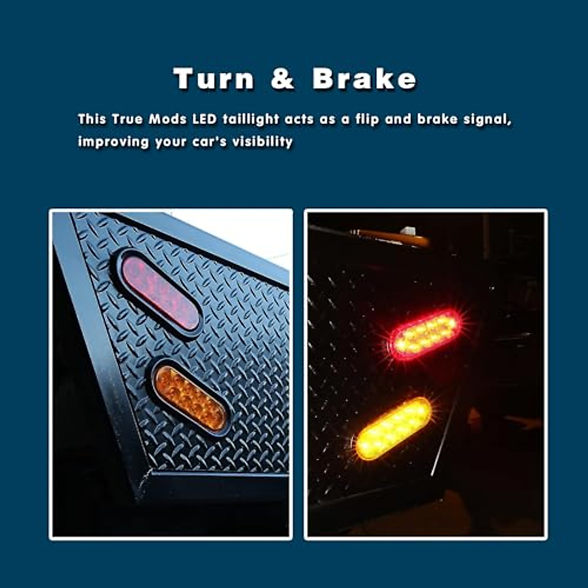 QODOLSI Pack-2 Car Tail Lights, Oval Led Light Bulbs, Brake Lights with Plug, 12V Turn Lights, 7.48" x 3.26" Auto Bulbs Replacement, Universal for Most Cars, Trucks, SUVs, Trailer (Red)