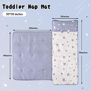 Wowelife Star Nap Mat for Kids, Toddler Nap Mat for Boys and Girls, Napping During Daycare or Preschool, Kids Rolled Nap Mats with Removable Pillow and Fleece Blanket, Soft Microfiber