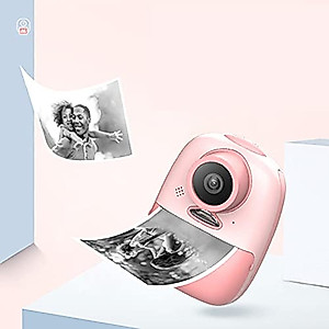 Damian-Sewing Kids Instant Print Camera Kids Camera with 2”HD Large Screen, Zero Ink Digital Camera with Thermal Printing Paper and Cartoon Stickers, Children Toy Camera (Color : Pink)