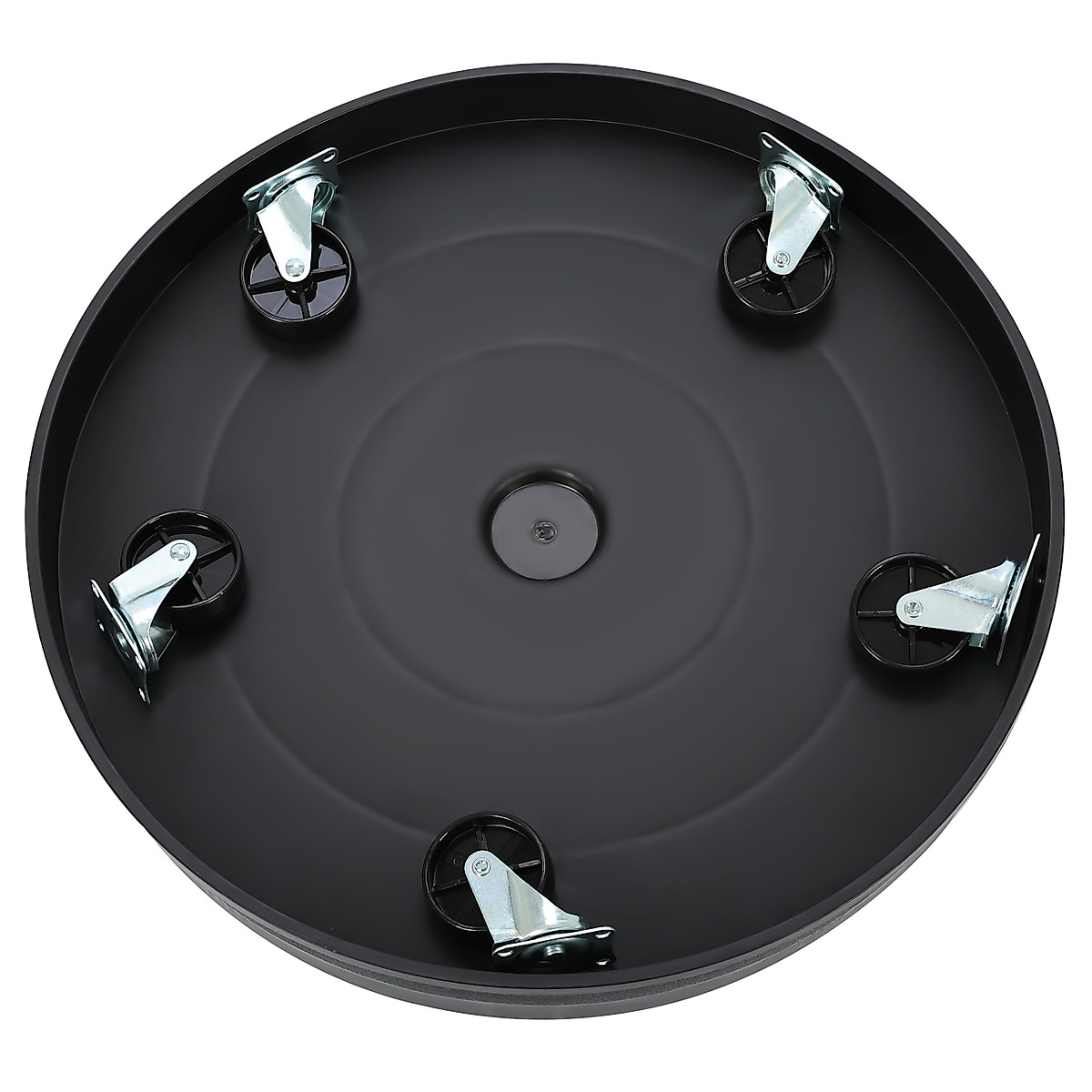 KUAFU 500 lbs Drum Dolly for 55 Gallon Round Container, Heavy Duty Plastic Drum Cart, Durable Plastic Barrel Cart with 5 Swivel Casters Wheels for Moving Item Transport Black