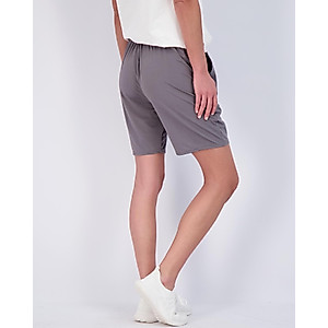 Real Essentials Womens Dry Fit 7 Inch Inseam Athletic Casual Lounge Fitness Gym Training Long Shorts High Waisted Running Bermuda Short Pockets Ladies Workout Bottoms Active, Set 2, M, Pack of 4