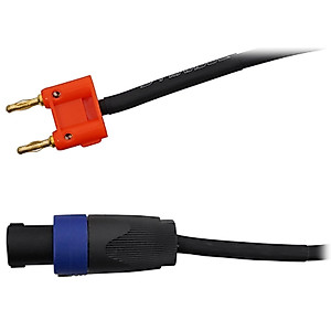 Rockville 20 Foot Speakon to Banana Speaker Cable, 16 Gauge, 100% Copper (RSB16),Black