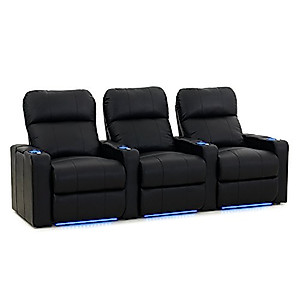 Octane Turbo XL700 Row of 3 Seats, Straight Row in Black Leather with Power Recline