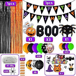 Halloween Birthday Party Decorations Halloween Themed Birthday Party Decorations with Halloween Birthday Banner Halloween Birthday Cake Topper for Kids Halloween First Birthday Decorations Halloween