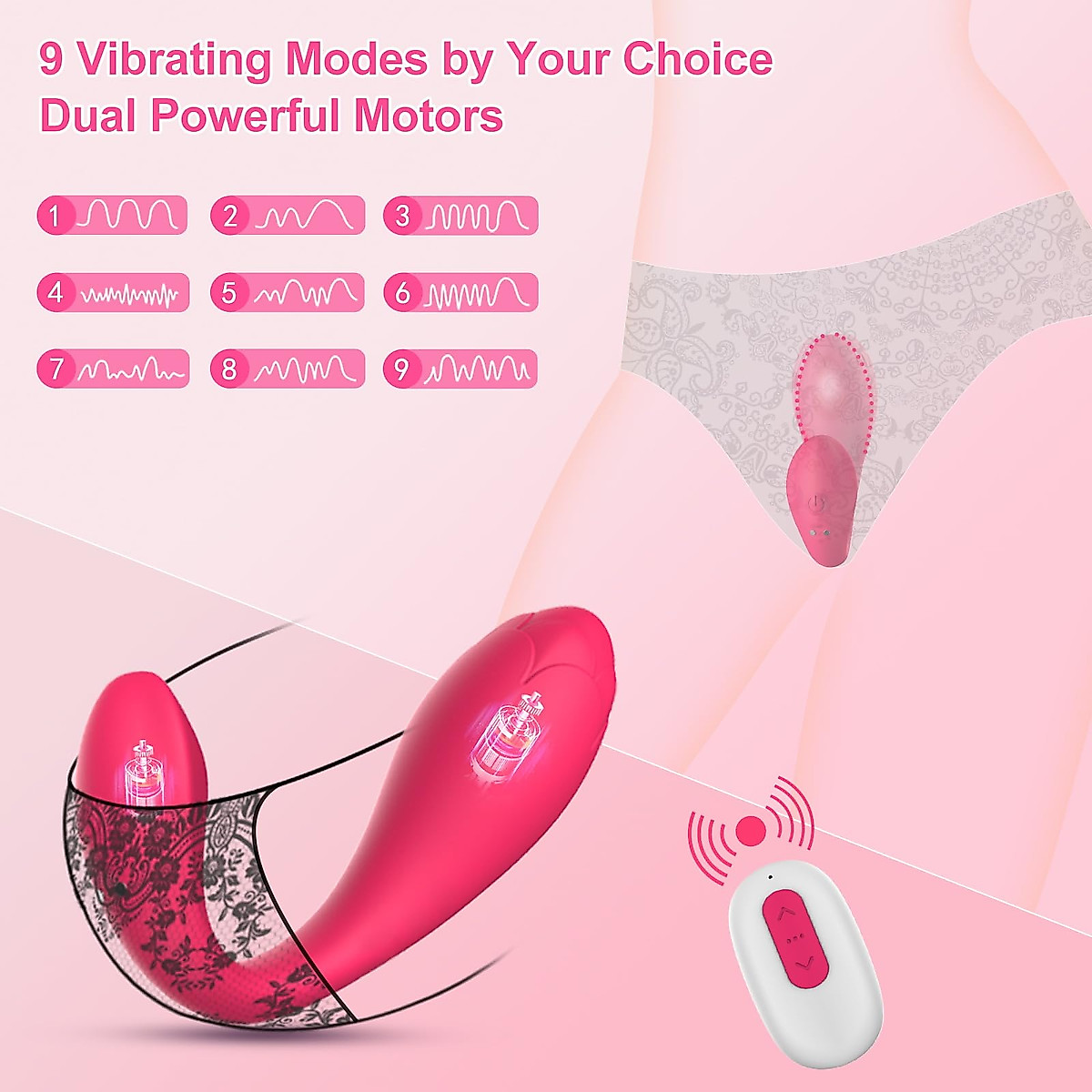 APP Remote Control Vibrator-Dual Motors Rose Sex Toy with 9 Vibrating Mode Adult Toy Wearable Clitoral G Spot Vibrator for Women Couple Pleasure