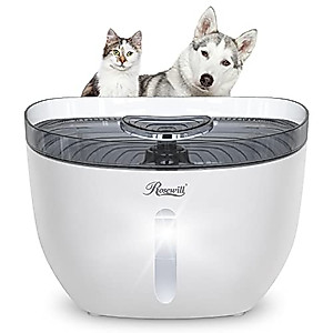 Rosewill 2L Automatic Pet Water Fountain, LED Indicator & Auto Turn Off, 2 Modes Water Dispenser, Incredibly Quiet, Low Energy Consumption, White - (RPWF-21001)