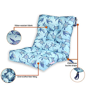 Classic Accessories for Vera Bradley Outdoor Chair Cushion, 21 x 19 x 22.5 x 5 Inch, Just Turtles, Outdoor Chair Cushions, Patio Chair Cushions, Patio Cushions