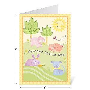 Current Baby’s Here Congratulations Greeting Cards - 8 Pack (4 Designs), Sentiments Inside, With White Envelopes, Large 5 x 7 Inch