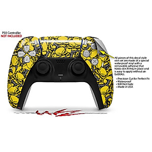 WraptorSkinz Skin Wrap compatible with Sony PS5 DualSense Controller Scattered Skulls Yellow (CONTROLLER NOT INCLUDED)