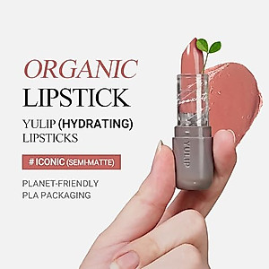 YULIP Lipstick - Korean Makeup, Organic, Clean Beauty, Paraben-Free, Natural Lipstick, Fragrance-Free, Moisturizing and Revitalizing Lipstick - Iconic