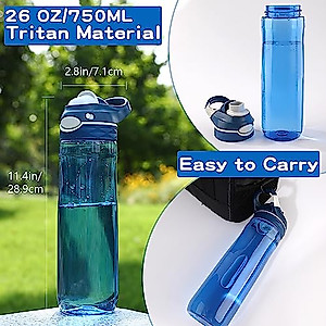 LONG SENG Sports Water Bottle 26 OZ, Blue Leak Proof Wide Mouth Water Bottles BPA-Free Simple Plastic Water Bottle Odorless Light and Portable Easy Clean Water Bottles For Adults Man Woman