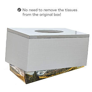 Creative Scents Estella Rectangle Tissue Box Cover - White Tissue Box Holder Rectangular - Decorative Tissue Holder for Bathroom - Elegant White Bathroom Accessories Decor