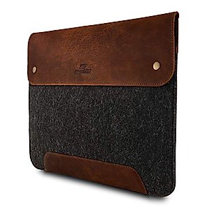 MegaGear Genuine Leather and Fleece MacBook Bag Laptop Sleeve for MacBook Pro and MacBook Air Case - 16 Inch - 15 Inch - 15.5 Inch (M4, M3, M2, M2, M1, Pro & Max) 2020 to 2024 Models