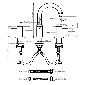 Hideno Brushed Gold Bathroom Faucet,Two Handle 8 inch Widespread Bathroom Sink Faucet Gold with Pop-up Drain & Supply Lines (Brushed Gold)