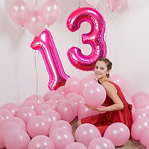 WEIKA 40 Inch Hot Pink Number 12 Balloons, Giant Jumbo Helium Number Balloon for 12th / 21th Birthday Party Girls Women Engagement Photo Shoot 12/21 Anniversary Party Decorations