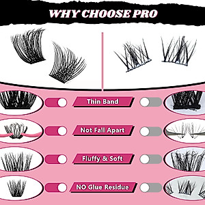 PRO DIY Lash Extension Kit 4 Styles Mixed Lash Extension Kit Lash Clusters Kit with 208 Pcs Cluster Lashes Lash Bond and Seal Lash Remover Eyelash Applicator for Beginner (4 Styles Mix-A)