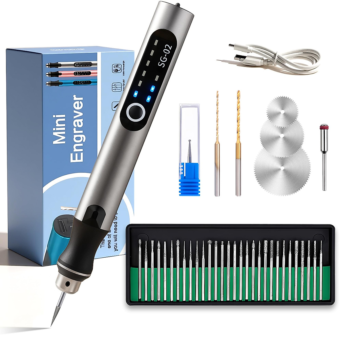 USB Rechargable Engraving Machines With 35bits,Mini Electric Engraver Etching Pen Cordless Rotary Tools Engraved Jewelry Glass Stone Metal Plastic Wood Resin