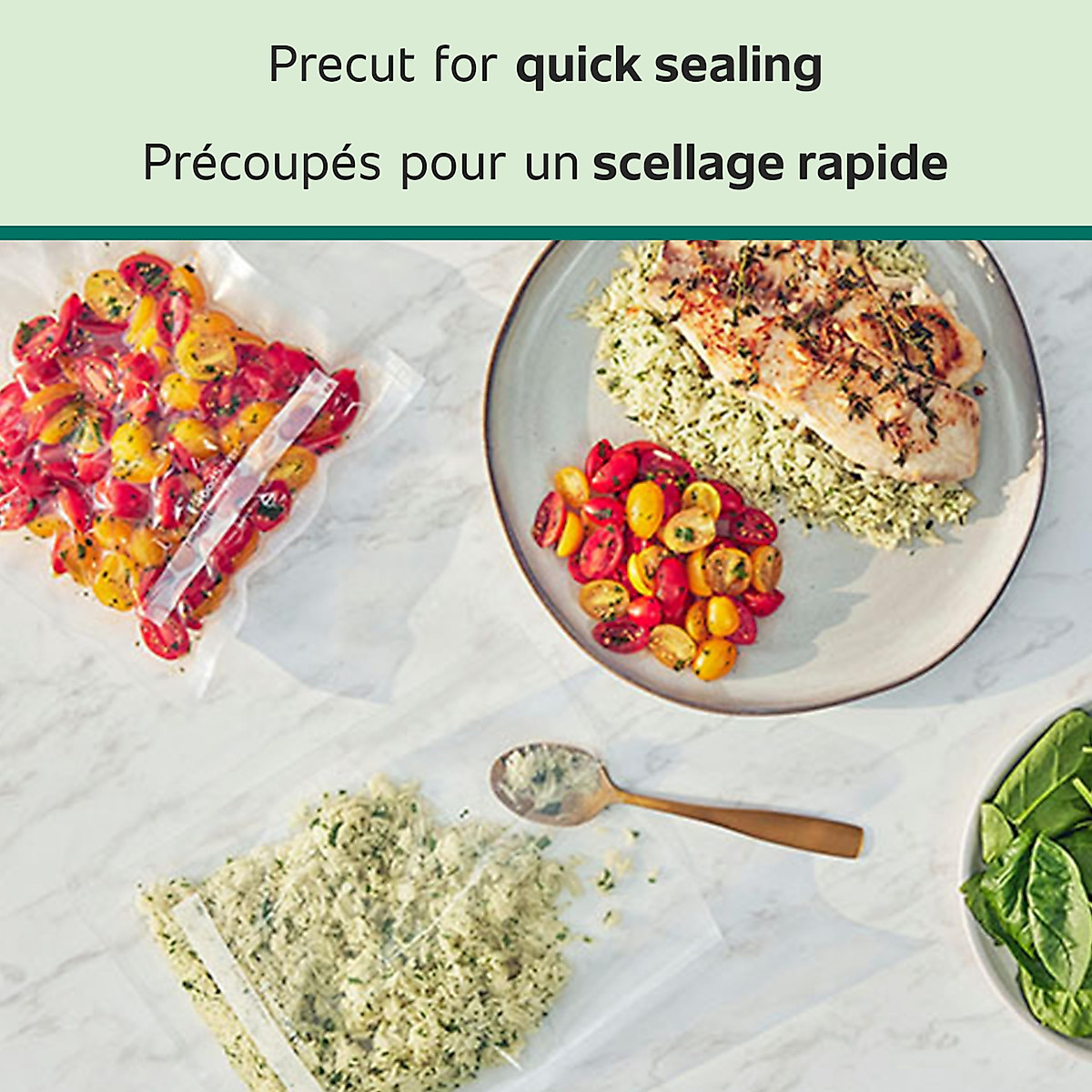 FoodSaver 1-Gallon Precut Vacuum Seal Bags with BPA-Free Multilayer Construction for Food Preservation & Sous Vide, 13 Count - FSFSBF0316-000,Clear