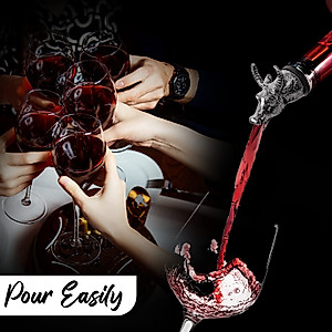 Lion Wine Pourer for Wine Bottles, Stainless Steel Animal Bar Liquor Bottle Pourer Liquor Pour Spout for Liquor Bottles, Speed Pourer Wine Areator Spout Bottle Pourer for Alcohol (Bull)