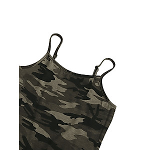 SweatyRocks Girl's 2 Piece Outfits Short Sleeve Crop Top Tee and Camo Print Cami Dress Set Black Green 10Y