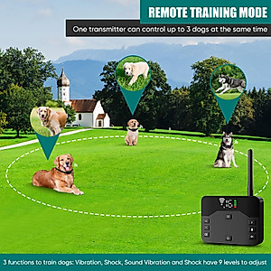 ABHY Wireless Dog Fence, Electric Fence System for 2 Dogs, Pet Perimeter Fence and Remote Training Collar 2-in-1,Adjustable Wireless Dog Collar,Suitable Dogs
