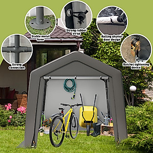 CuisinSmart Portable Shed, Outdoor Storage Shelter, 6x6x7 ft Heavy Duty Waterproof Storage Tent Sheds with Roll-up Zipper Door, for Motorcycle, Bike, Garden Tools