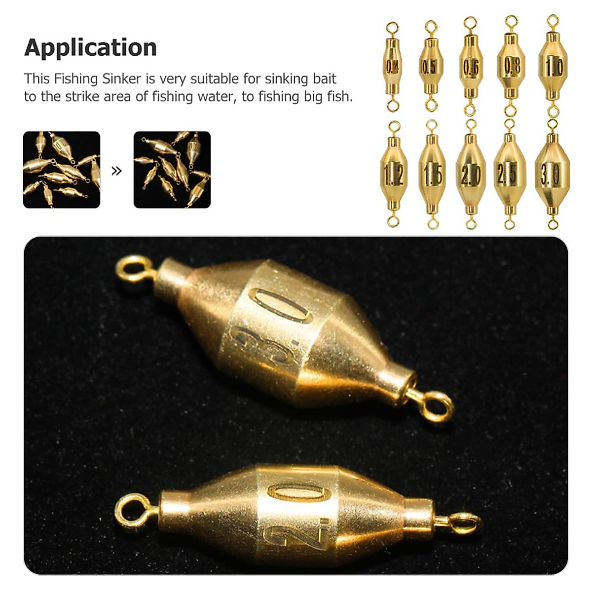 BESPORTBLE 10pcs Accessories Practical Sinker Swivels Design Sinkers Catching with Rings Deep Drop Copper Sinkers