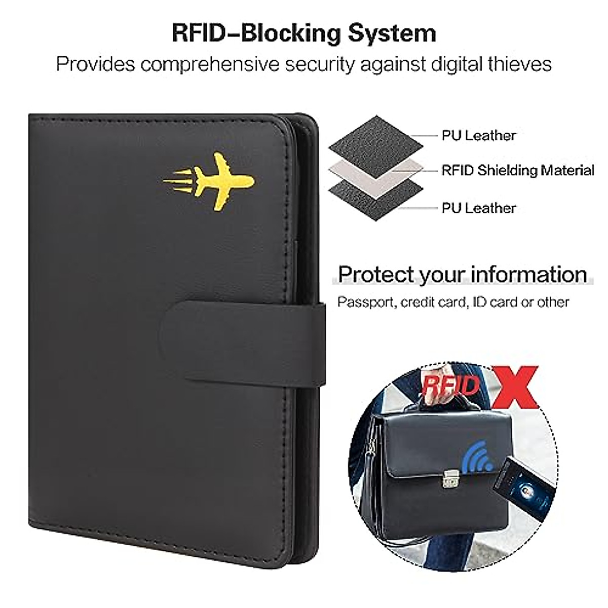 FACATH Premium Leather Passport Cover, RFID Blocking Travel Wallet for Men, Women & Family - Cruise Accessories (Black)