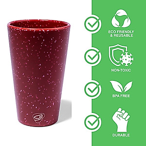 Silipint: Silicone Pint Glasses: 2 Pack Speckled Red - 16oz Unbreakable Cups, Flexible, Sustainable, Hot/Cold, Non-Slip Easy Grip
