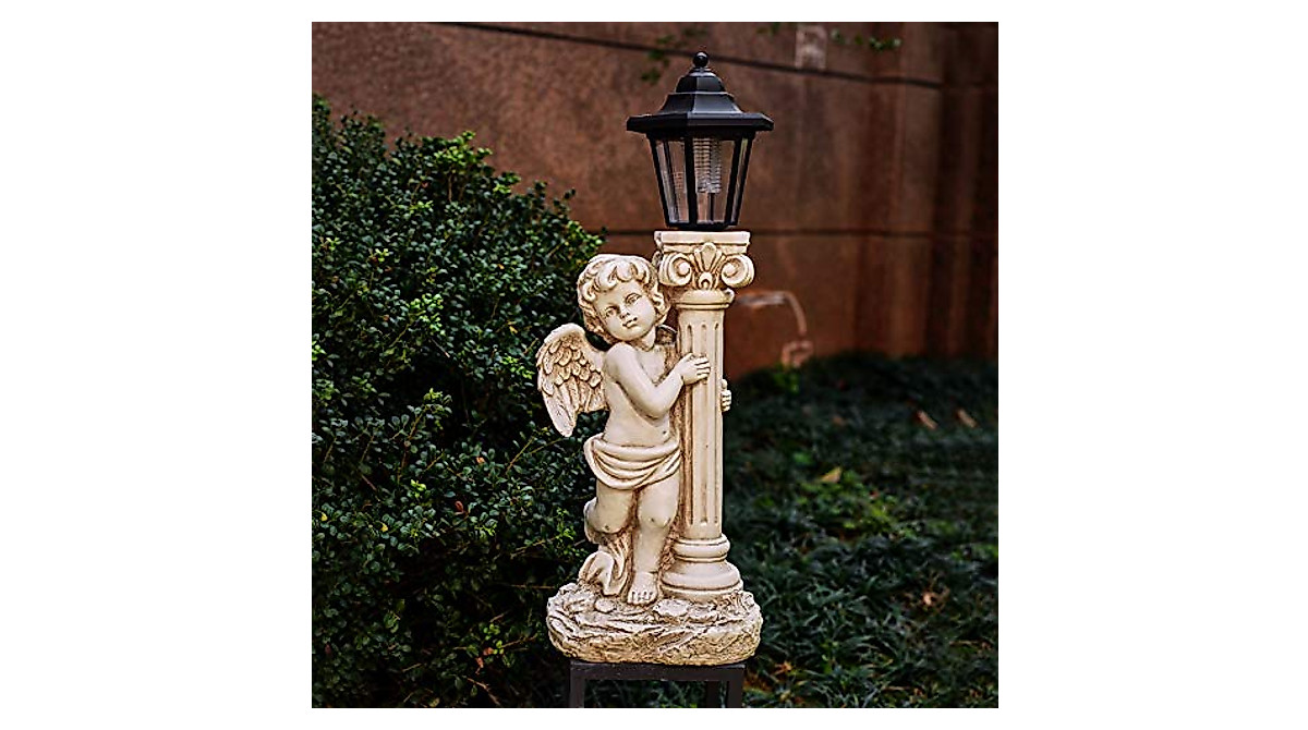 Angel Garden Statue with Solar Lights - 19.7 Inch Cherub Angel Decor